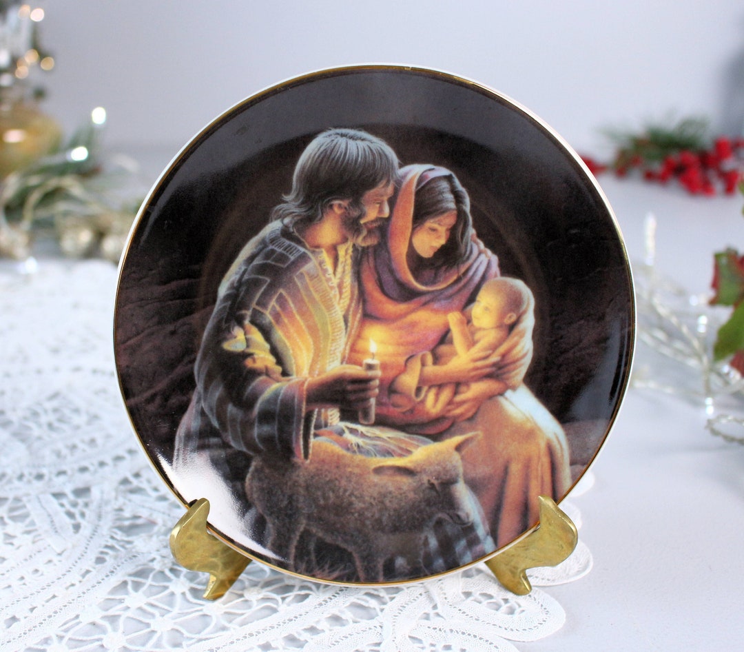 NATIVITY Plate, Mary Joseph and Baby Jesus Christmas Holy Family Plate ...