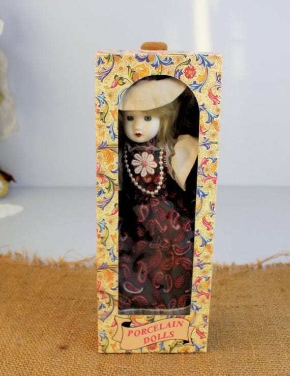 Porcelain Doll Vintage Rare Handmade Hand Painted Little Doll 12 White Face Red Dress Cream in Box Collectors Display Doll Unique Gift Etsy Canada