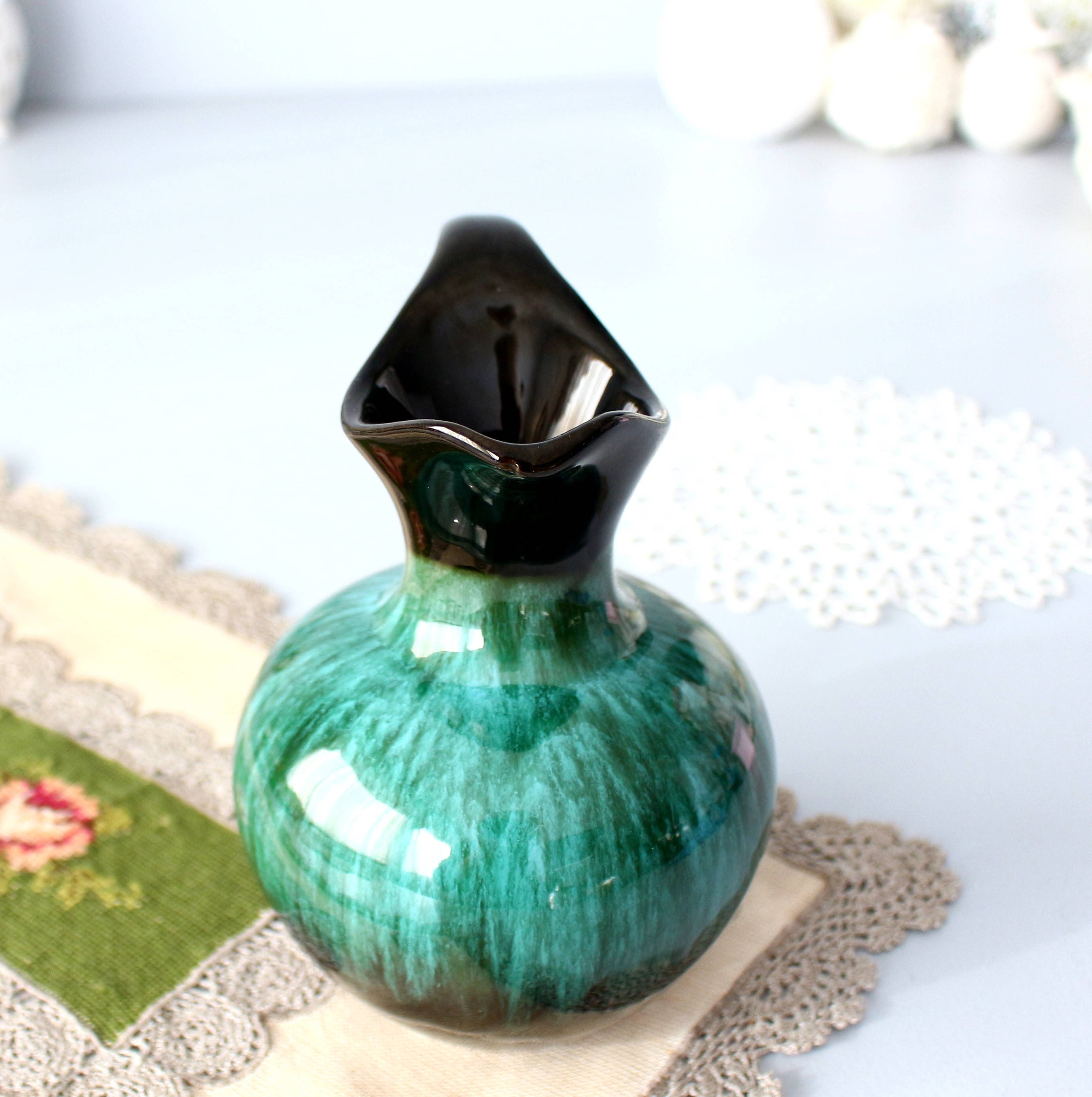 Blue Mountain Pottery Vintage Jug Green Ceramic Jug Retro | Etsy