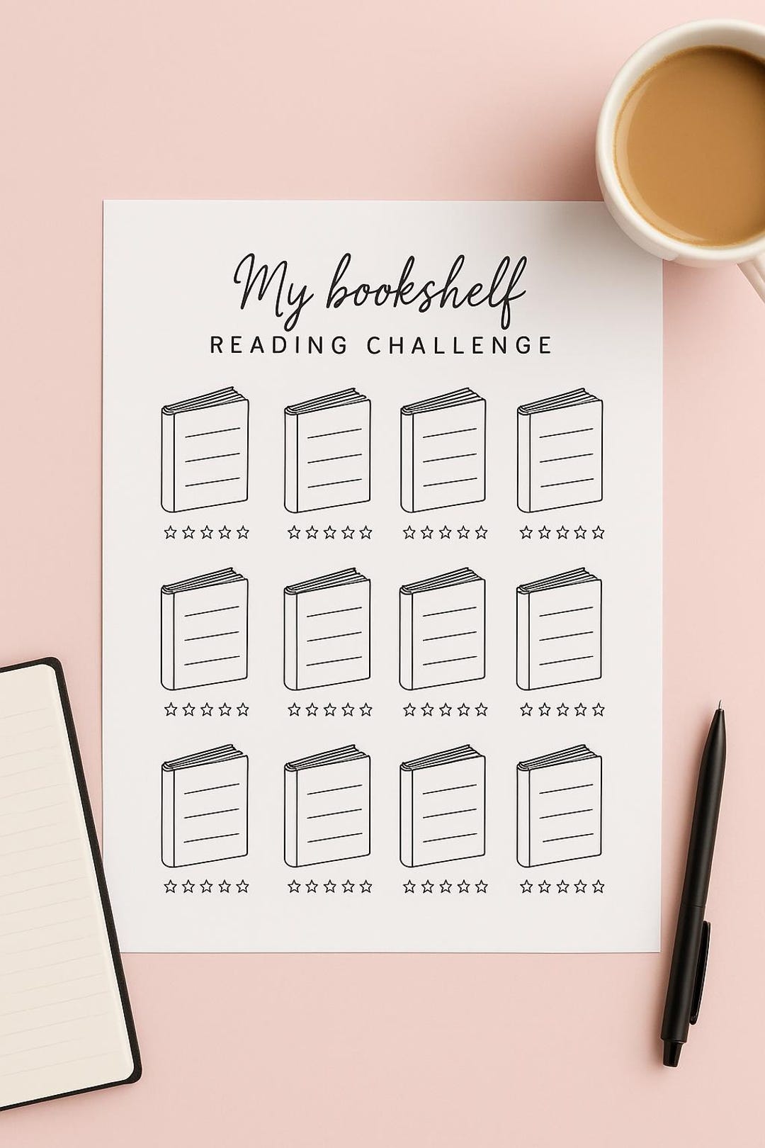 Printable Bookshelf Reading Challenge | Reading Tracker PDF With Star ...