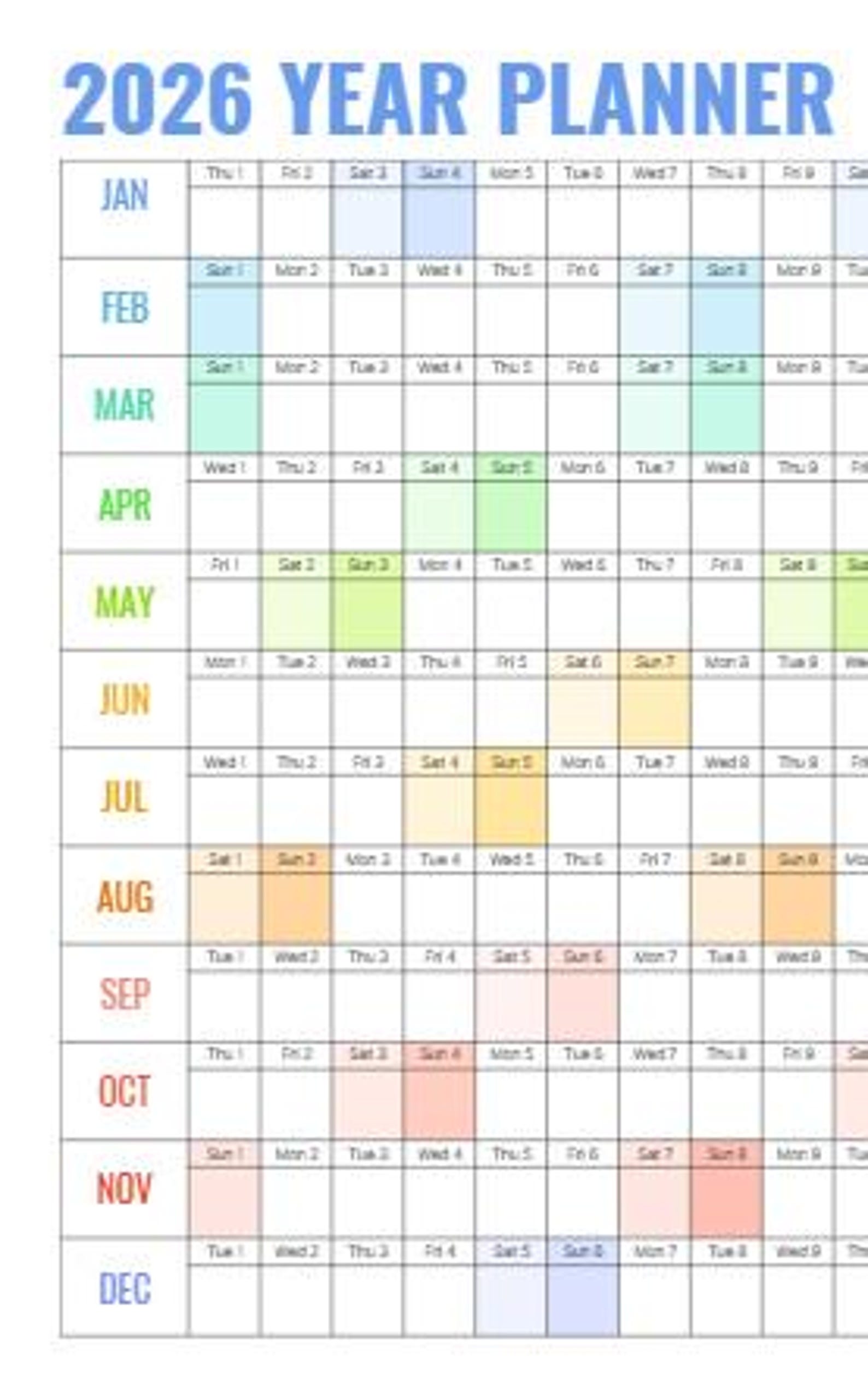2026 Year Planner | Digital Planner With Year to View | Instant ...