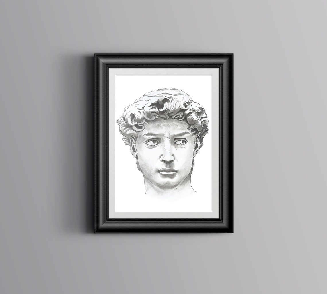 Michelangelo's David Digital Print for T-shirt, Tote Bag, Mug Print ...