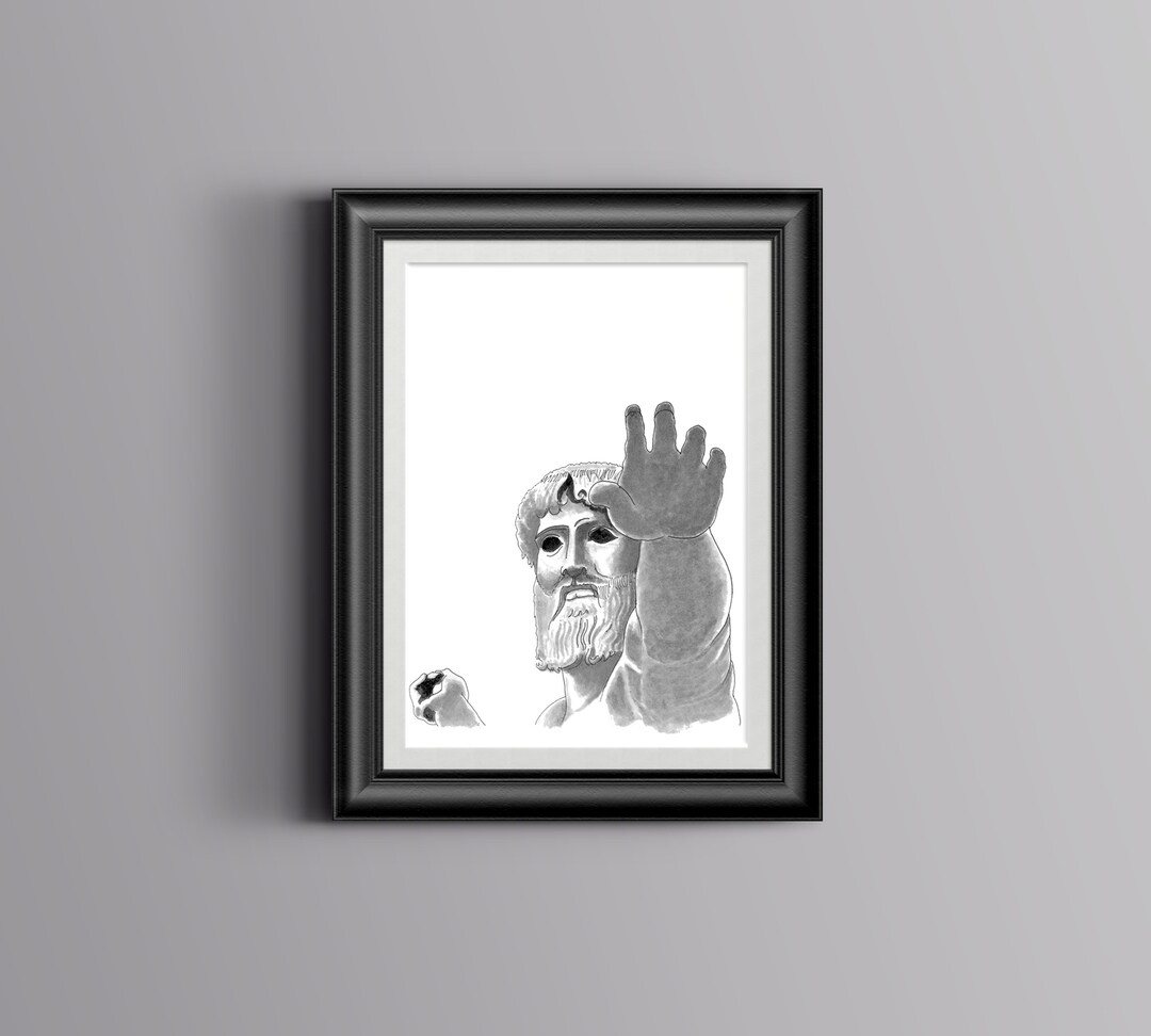 Ancient Greek Statue of God Zeus (jupiter) or Poseidon (neptunus). Hand ...