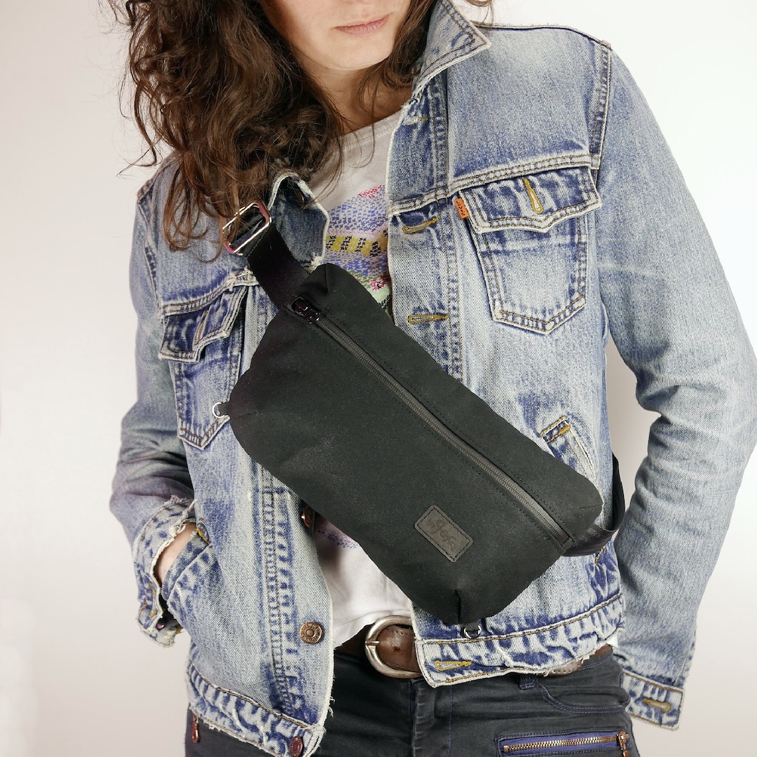Bum Bag, Waxed Canvas Hip Bag, Vegan Waist Bag, Sling Bag, Festival Bag ...