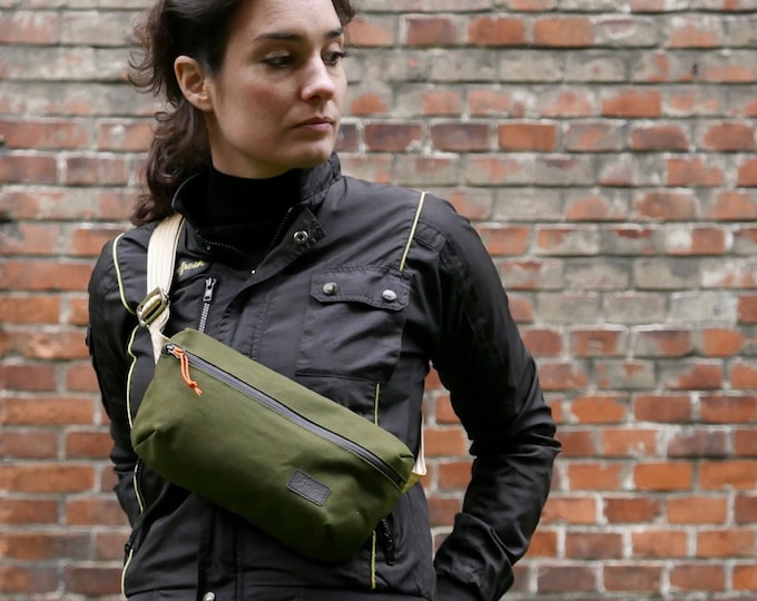 Bum Bag, Waxed Canvas Hip Bag, Vegan Waist Bag, Sling Bag, Khaki ...