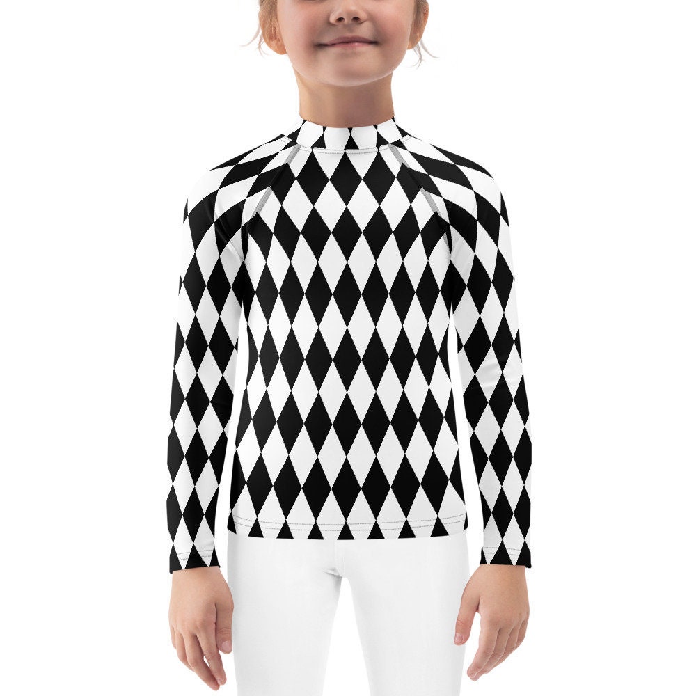 Black and White Harlequin Diamonds Toddler Youth Tween Teen Kids Long ...