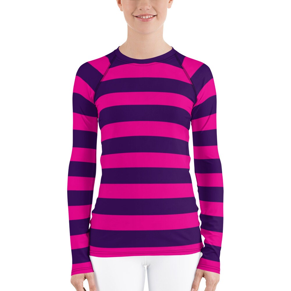 Women's Pink Purple Stripe Long Sleeve Athletic Rash Guard - Etsy