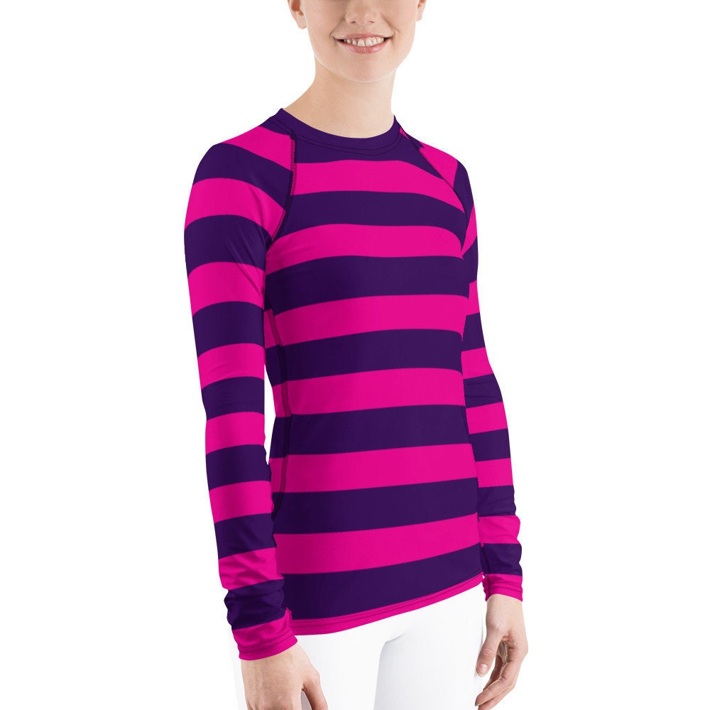 Women's Pink Purple Stripe Long Sleeve Athletic Rash Guard - Etsy