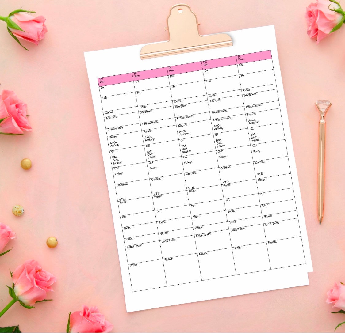 Nursing Brain Sheet 5 Patients! - Etsy