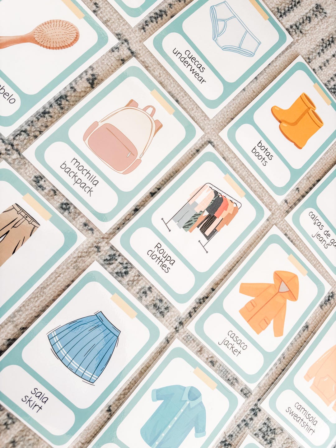 European Portuguese Flashcards- Clothing Items - Etsy