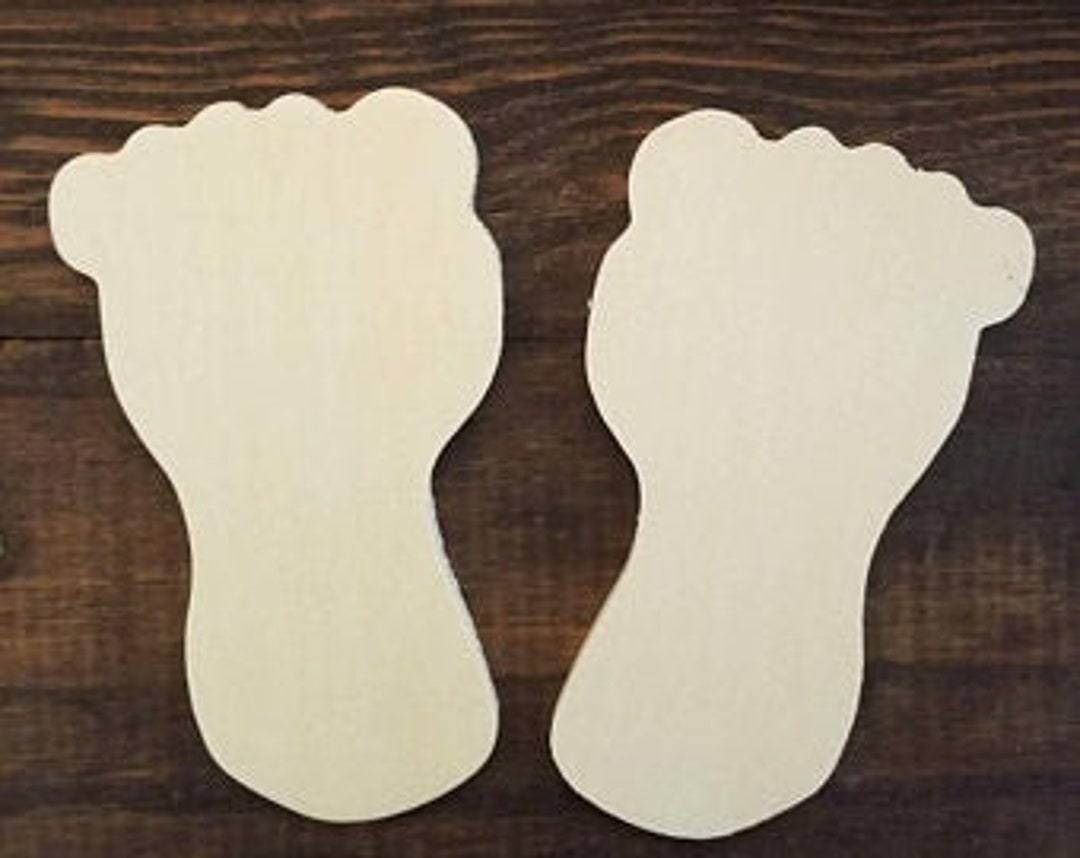 Unfinished Wooden Baby's Feet Cutouts 2pk Birch Plywood 3 3/4 "x 2 1/4 ...