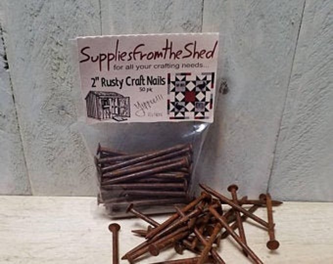50 Rusty Craft Nails, 2" Inch, Farmhouse Supply, Embellishment ...