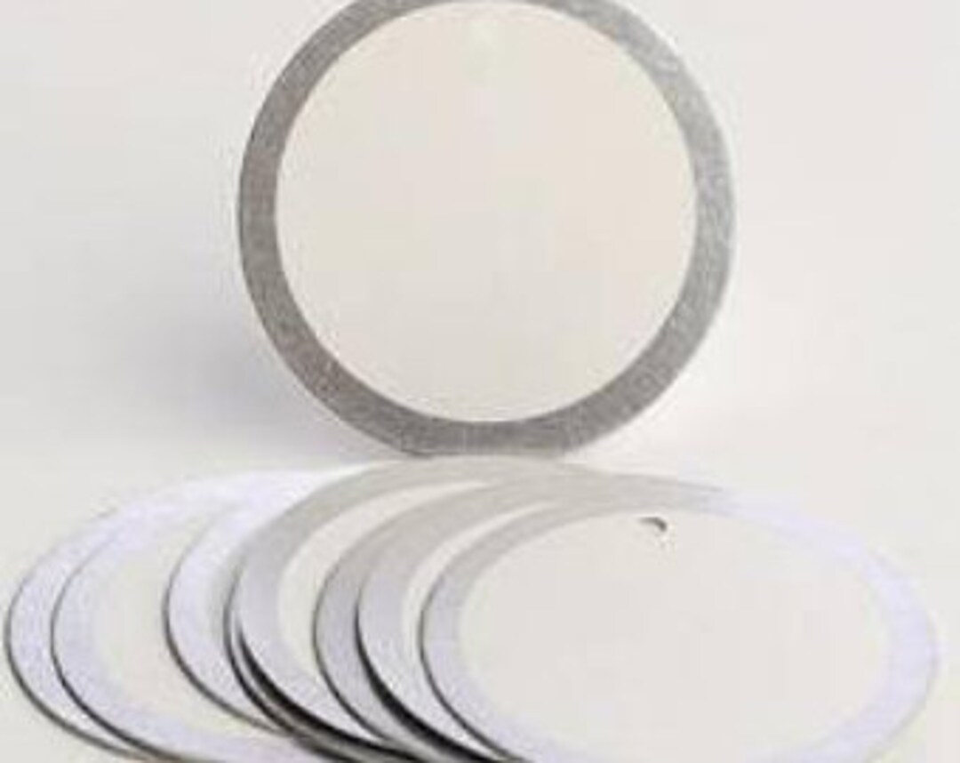 White Silver Circle Tags ~1 1/2" Dia.~ Extra Small Round Blank Hang Tag ...