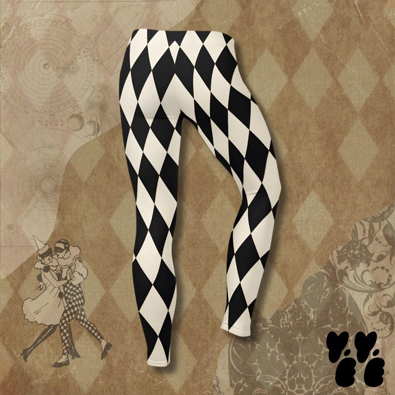HARLEQUIN DIAMOND Leggings - Vintage off White / Retro Circus Theme ...