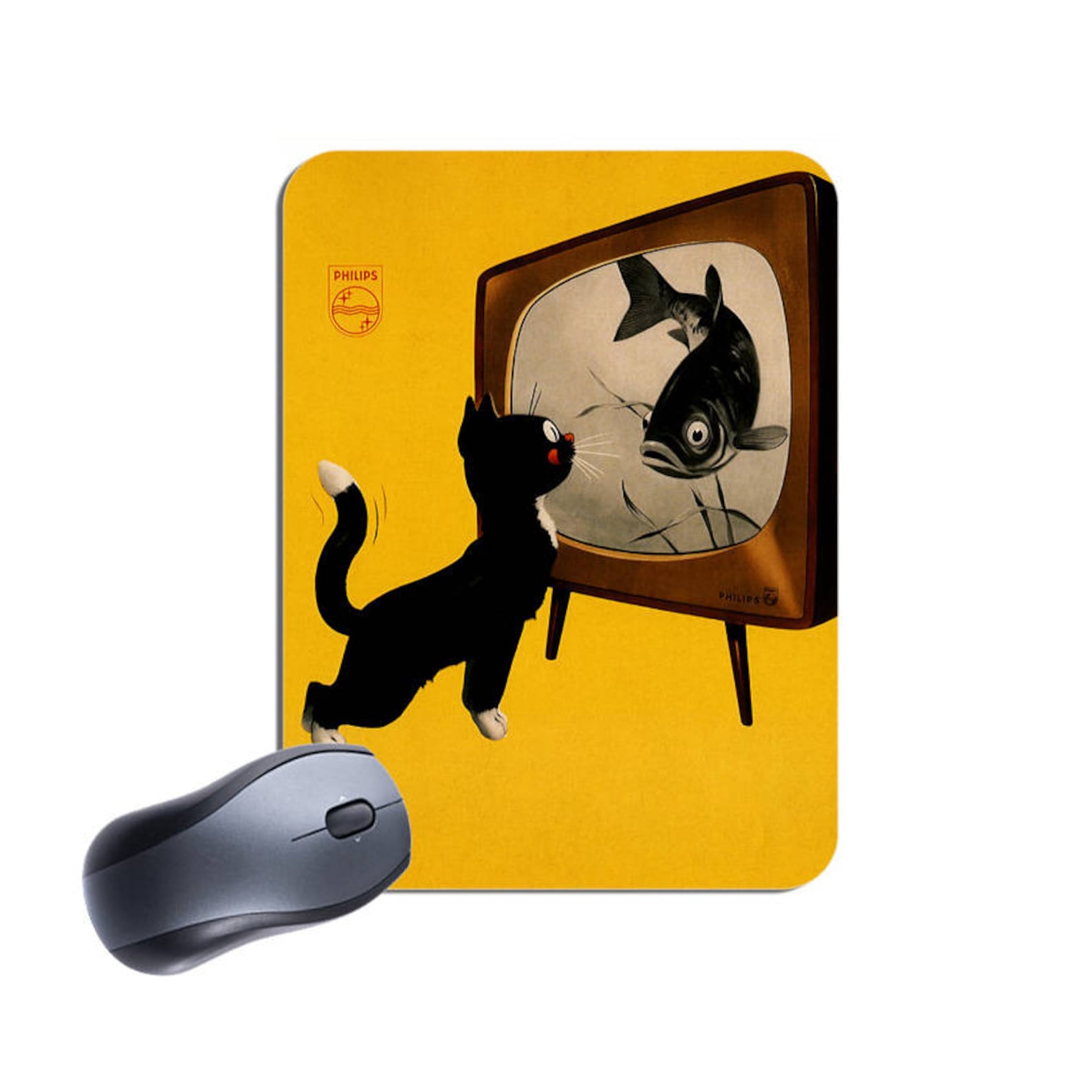 Vintage Television Cat Advert Mouse Mat Mousepad. Classic 1960s ...