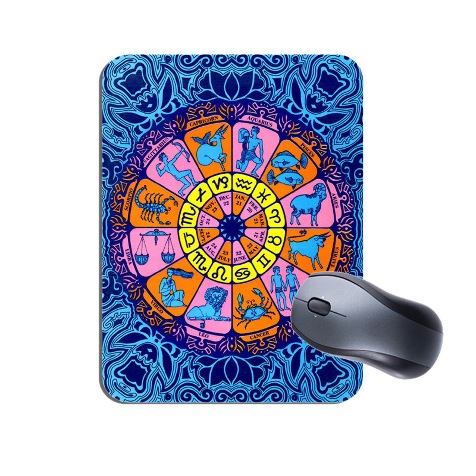 Vintage Psychedelic Zodiac Signs Poster Mouse Mat - Etsy Canada