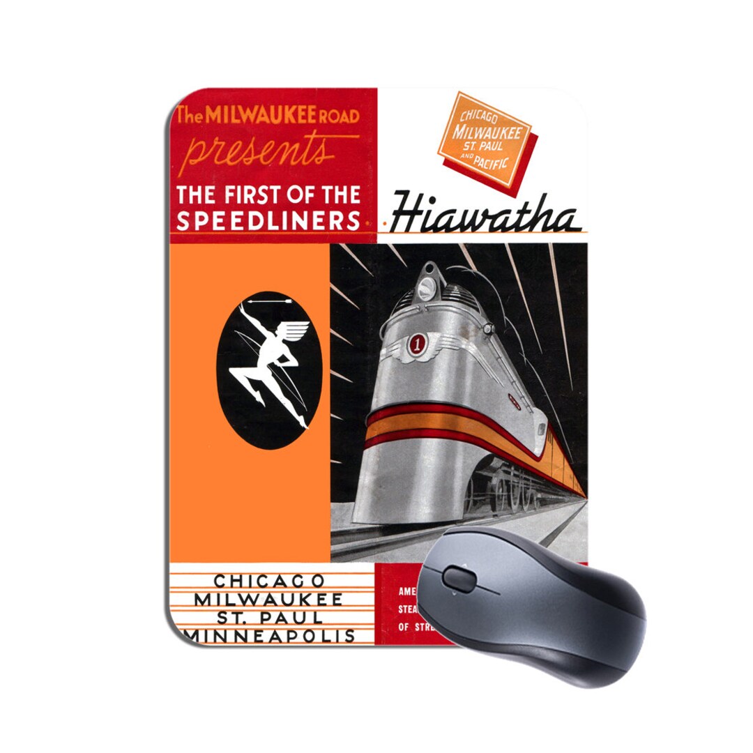Milwaukee Road Hiawatha Vintage Railway Poster Mouse Mat Mousepad ...