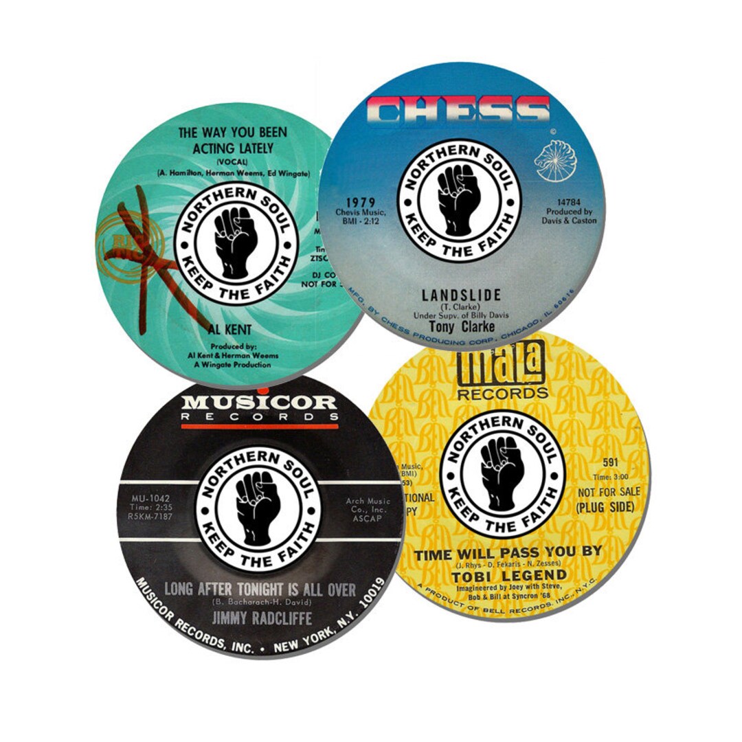 Northern Soul Record Label Coasters Set of 4. High Quality Cork Backed ...