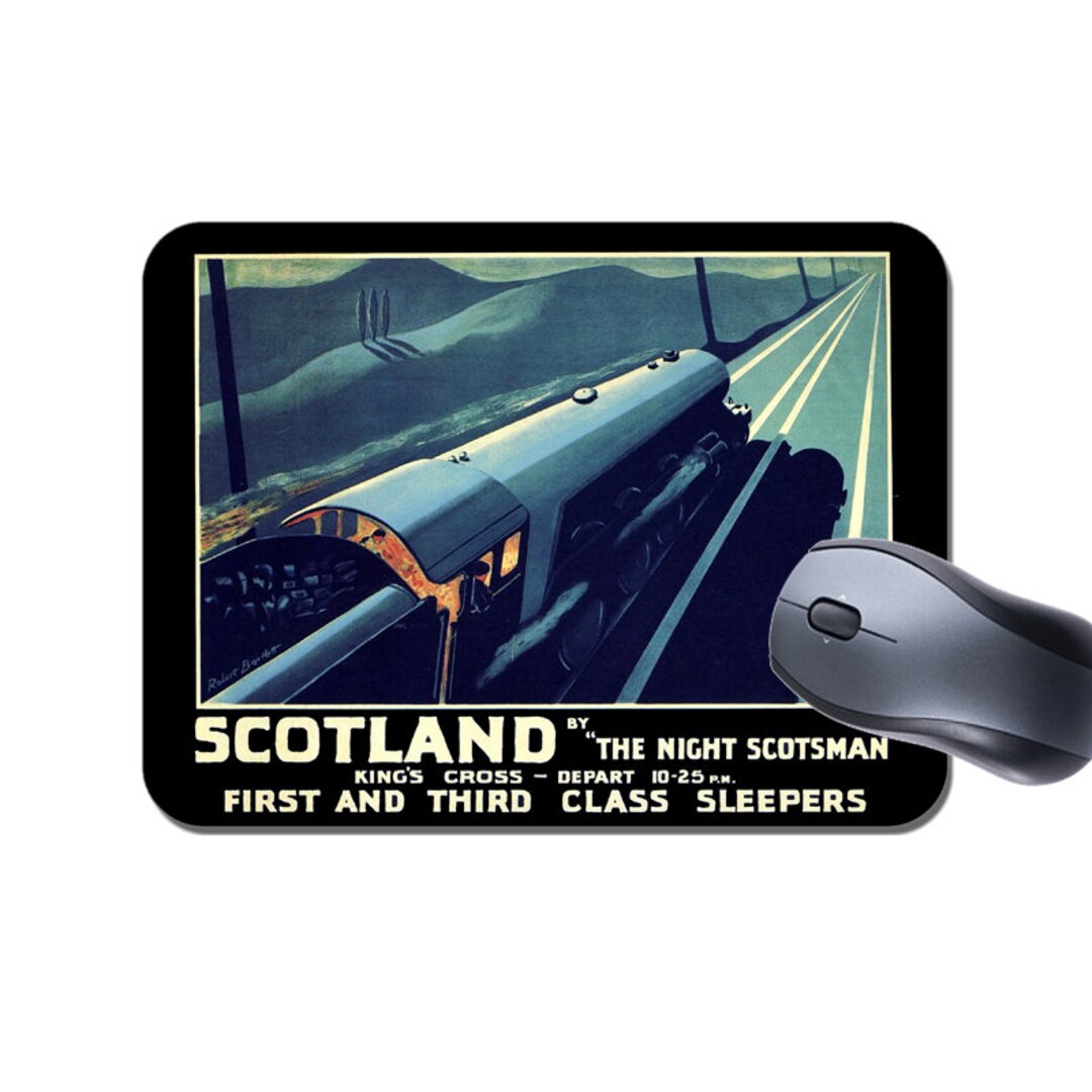 Night Scotsman Art Deco Poster Mouse Mat Mousepad. Scotland Vintage ...