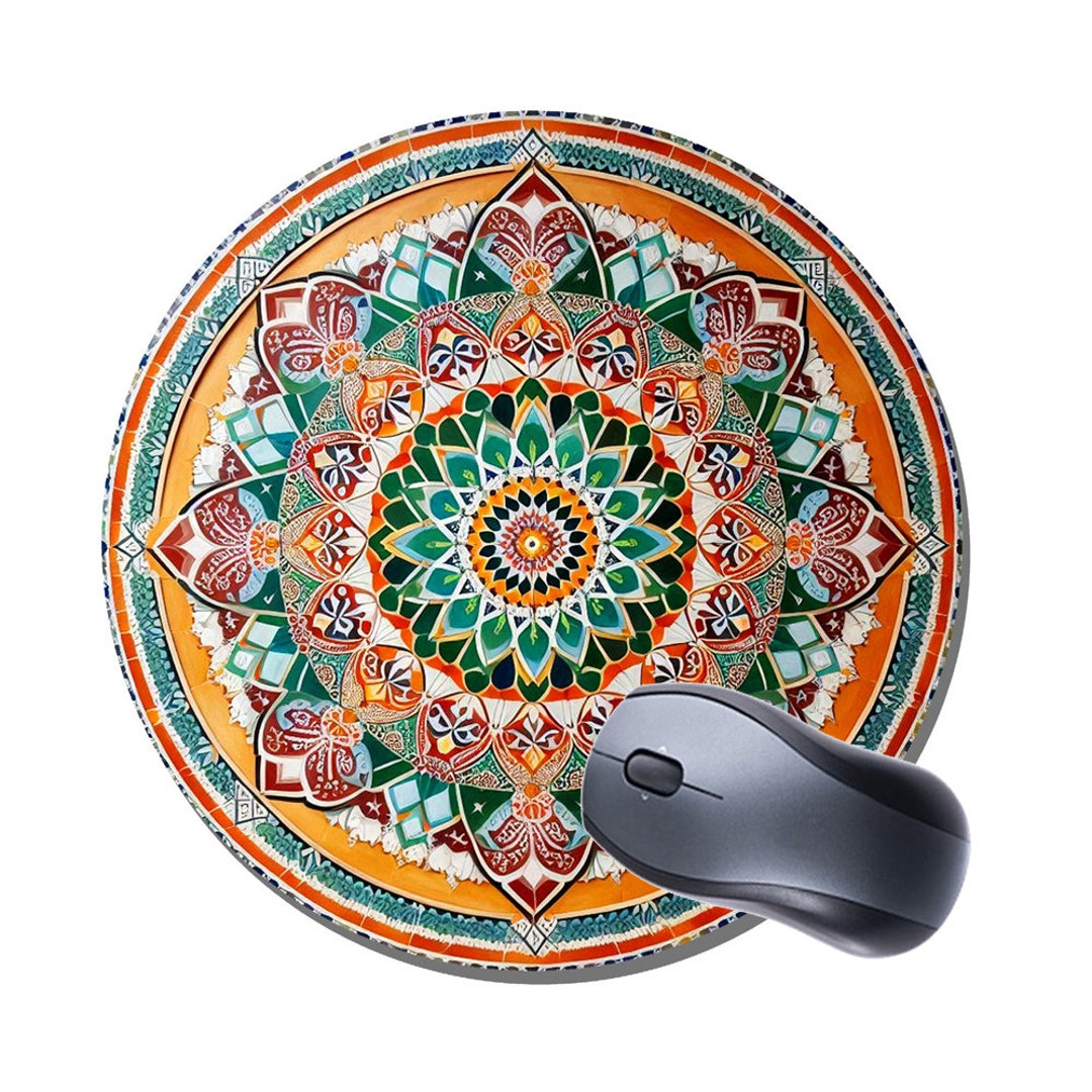 Moroccan Persian Pattern Design Round Mouse Mat Mousepad. High Quality ...