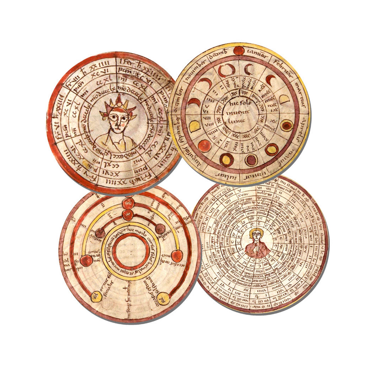 Metonic Cycle Lunar Calendar Moon Phase Round Coasters Set of 4. High ...