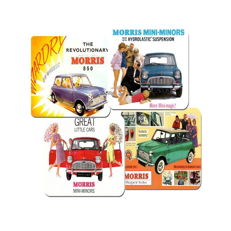 Morris Mini Car Ad Classic Brochure Drinks Coasters Set of 4. - Etsy