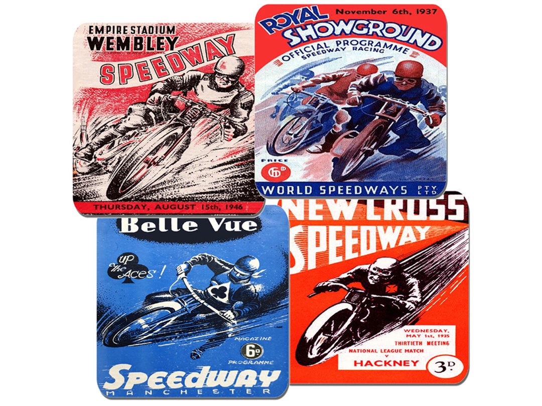 Vintage Speedway Programme Poster Coasters Set of 4. High Quality Cork ...
