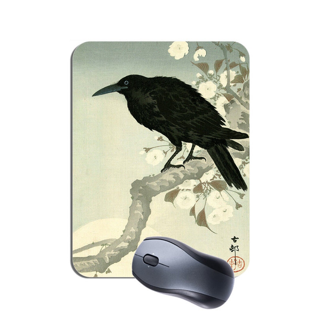 Ohara Koson Crow and Full Moon Mouse Mat Mousepad. Vintage Japanese Art ...