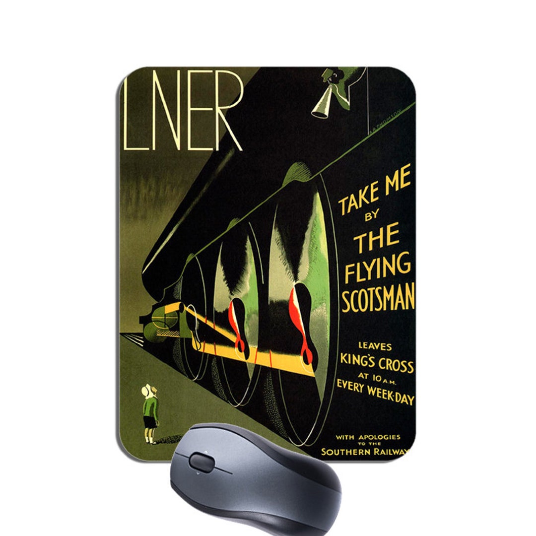 Flying Scotsman Locomotive Art Deco Poster Mouse Mat Mousepad. Vintage ...