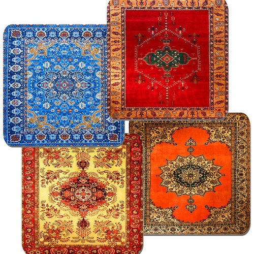 Persian Rug Design Print Round Coasters Set of 4. High Quality - Etsy