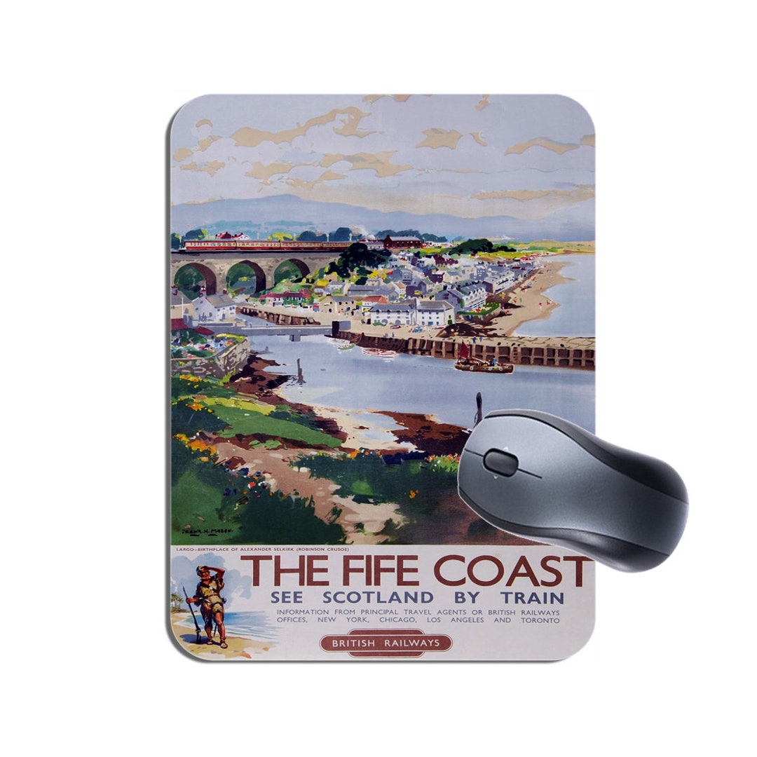 Fife Coast Vintage Railway Poster Mouse Mat Mousepad. Scotland by Train ...