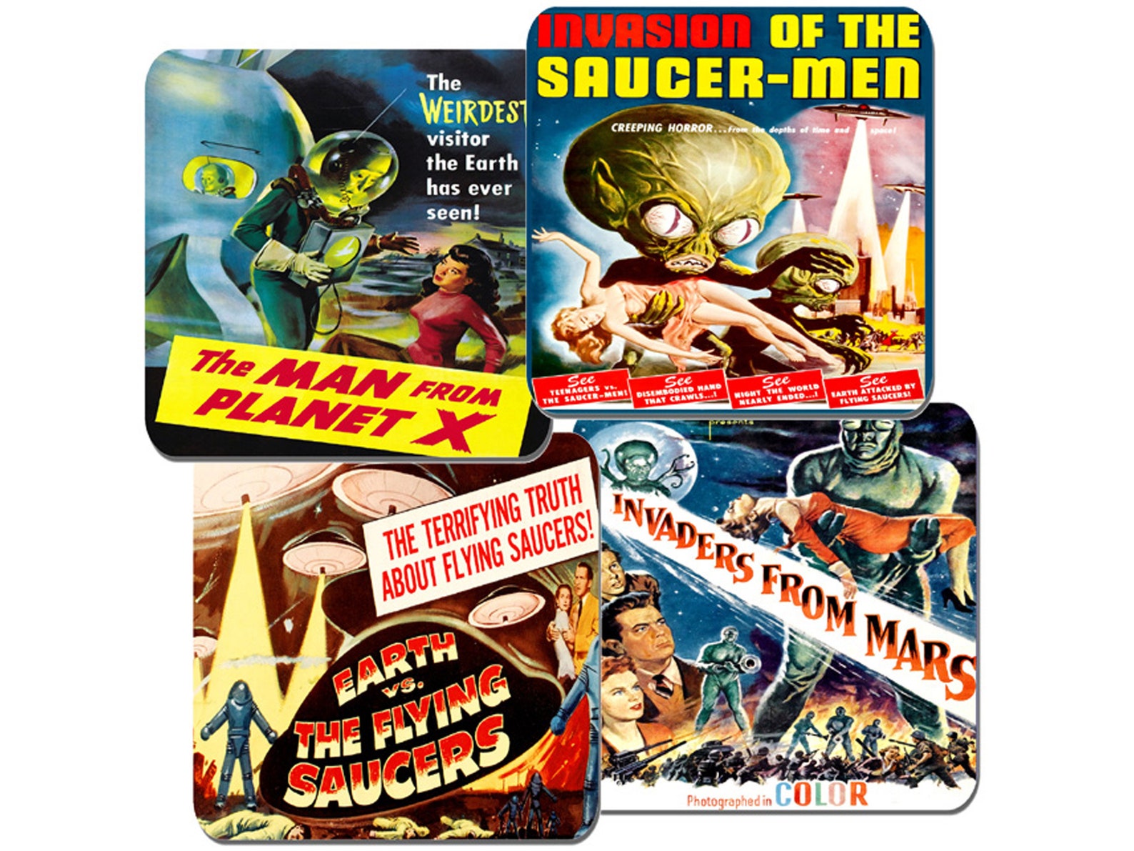 Classic 50's Sci Fi Space Movie Poster Coasters Set of 4. High Quality ...