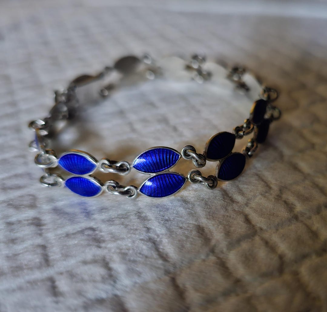 Pretty Volmer Bahner Denmark Bracelet Blue Enamel on Sterling Silver ...