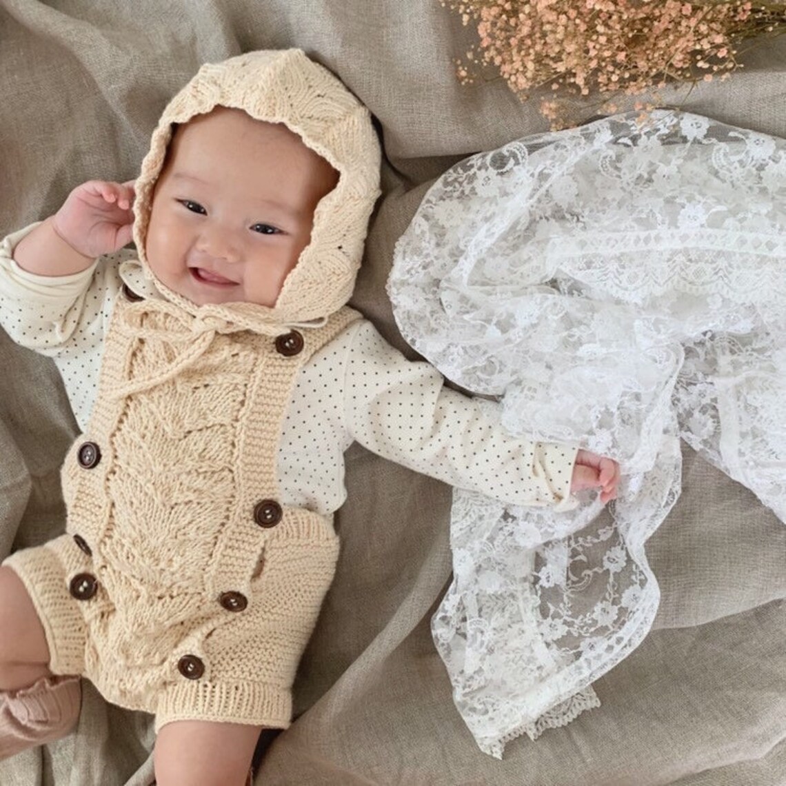 Hand Knitted Baby Romper, 100% Organic Cotton, Handmade - Pure, Natural ...