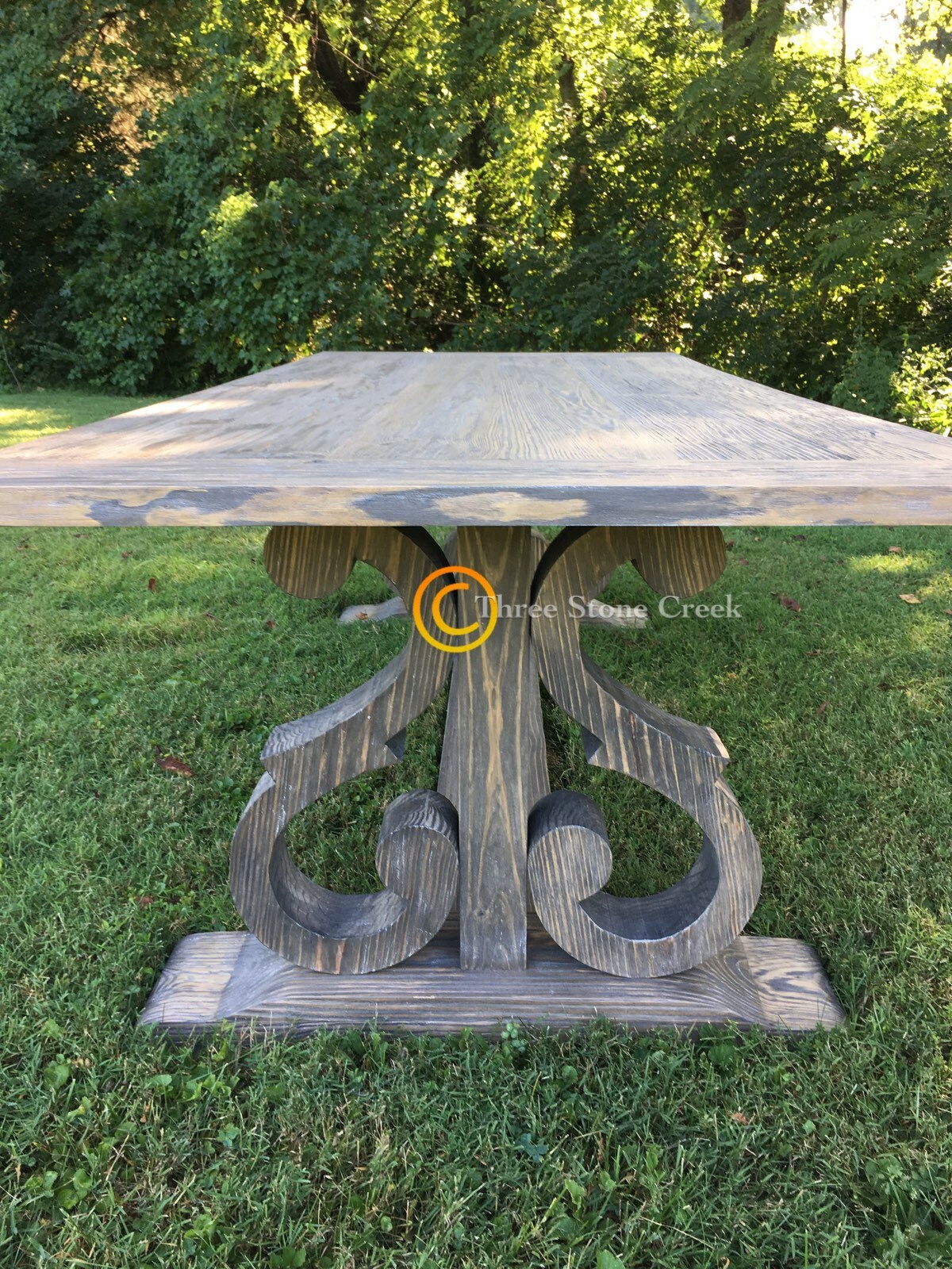 Scroll Base Trestle Dining Table Three Stone Creek | Etsy