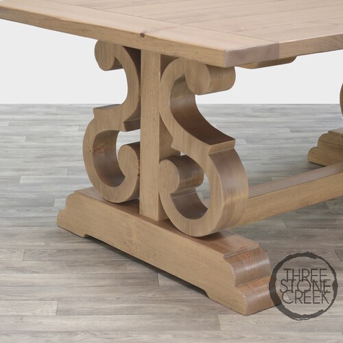 Scroll Base Trestle Dining Table Three Stone Creek - Etsy