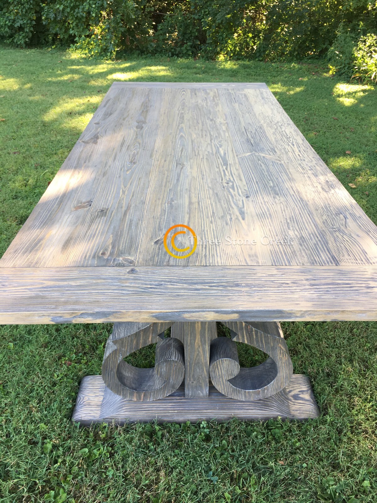 Scroll Base Trestle Dining Table Three Stone Creek | Etsy