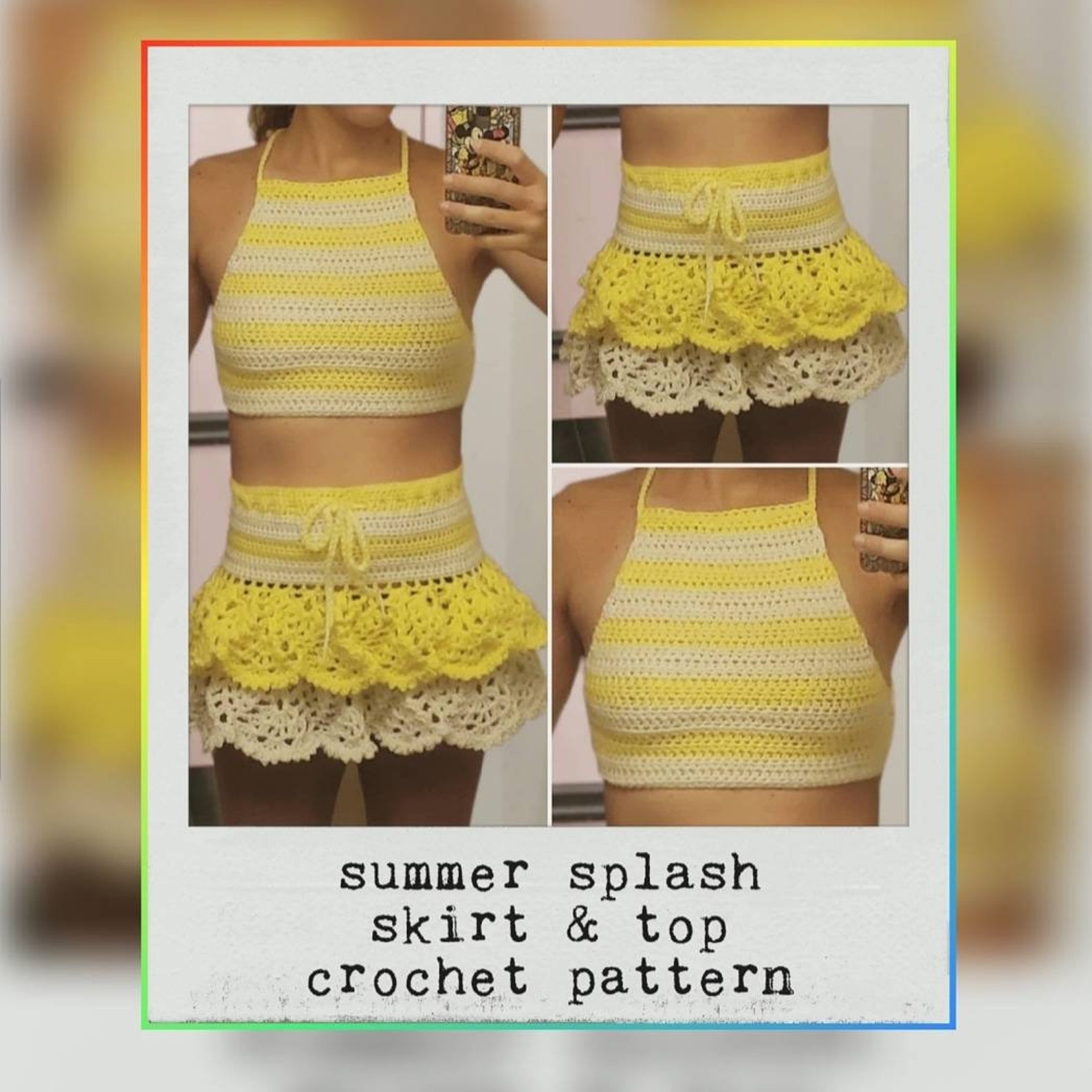 Summer Splash Crochet Women's Crop Top & Ruffle Skirt - Etsy