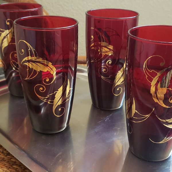 Red Glassware - Etsy