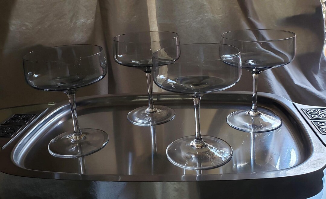 Vintage Crystal Coupe, German Glassware, Smoke Gray Cocktail, Vintage ...