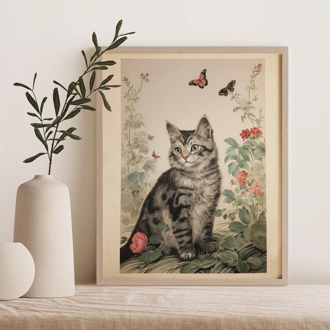 Misty Petalwhisker Vintage Cat Art Print - Etsy