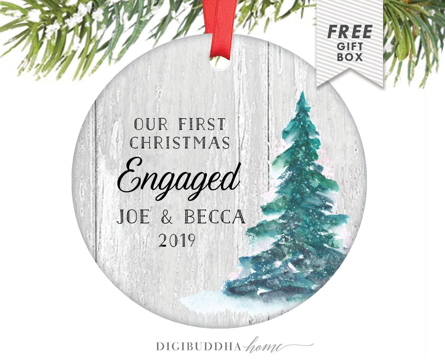 Christmas ornament for newly engaged couple store