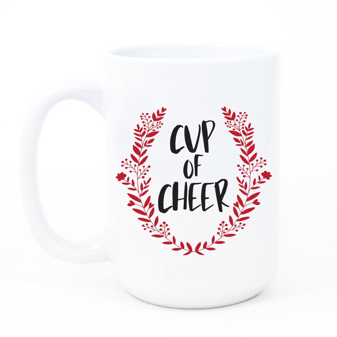 Cup of Cheer Coffee Mug, Christmas Emblem Mug, Have a Cup of Christmas ...