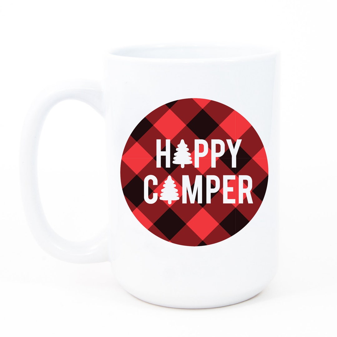 Happy Camper Coffee Mug Modern Camping Accessory Unique - Etsy