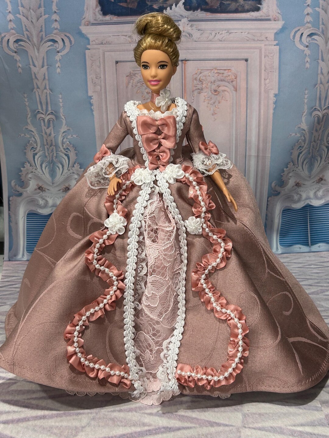Dusty Pink Rococo Inspired Gown for Your 11.5" Fashion Doll, Historical ...