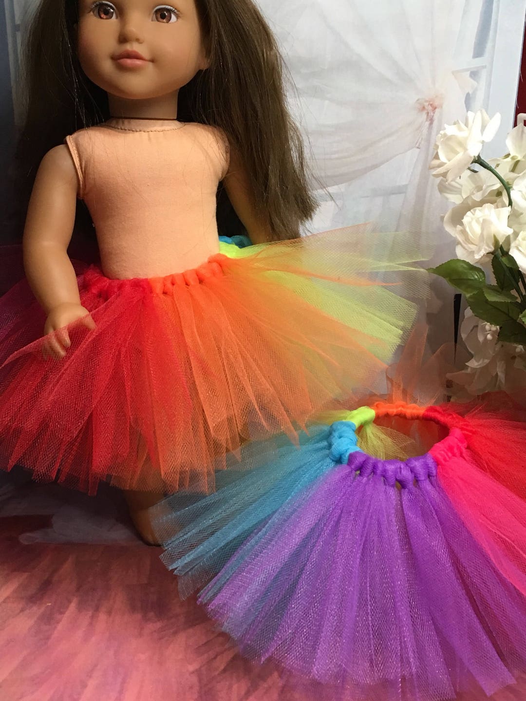 Bright Colored Rainbow Tutu for Your 18" Dolls and Larger Stuffed ...
