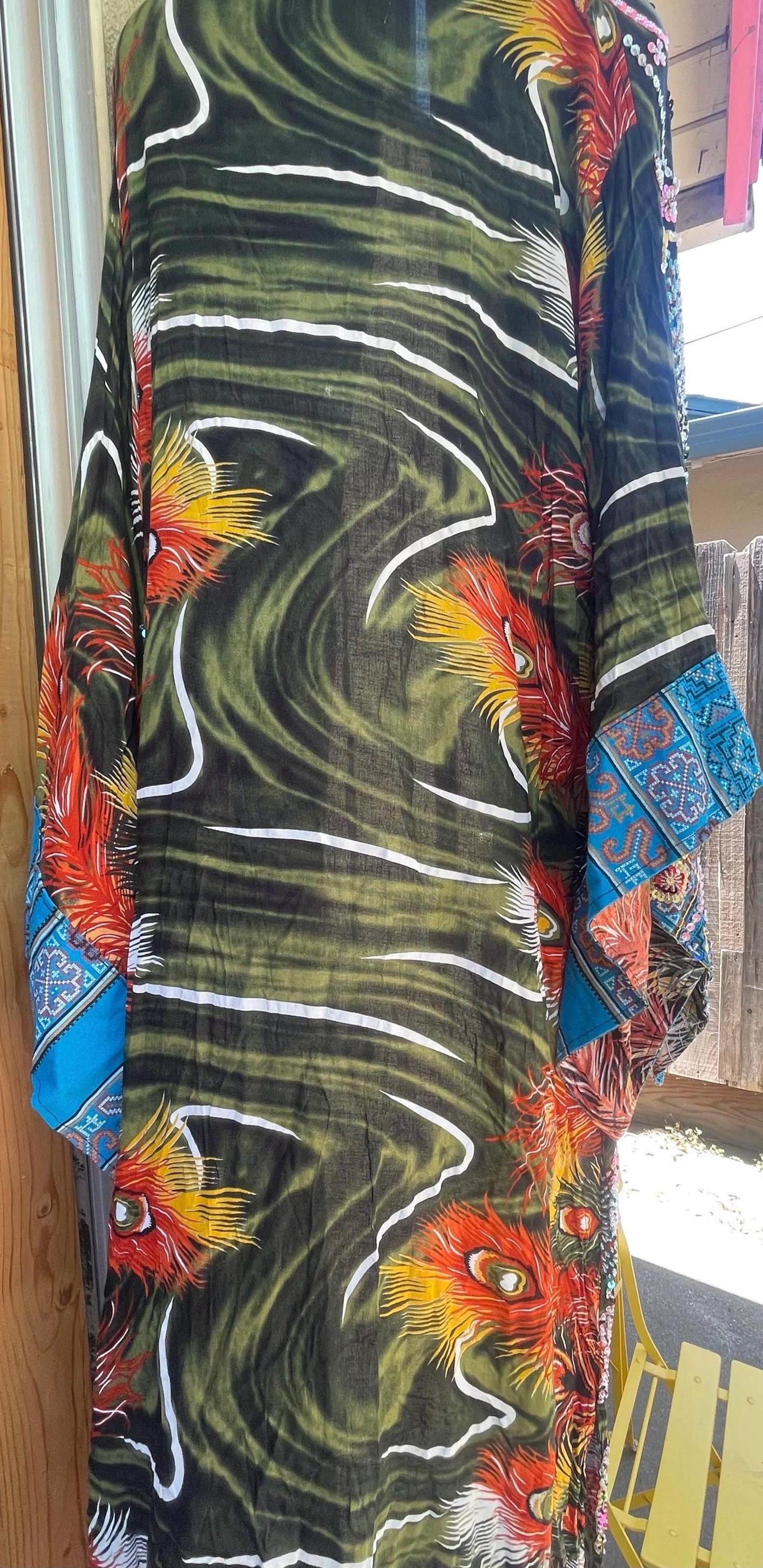 Beach Party Cover Up, Festival Robe, Embroidered Robe, Full-length ...