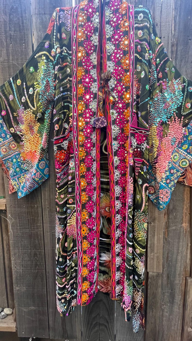 Beach Party Cover Up, Festival Robe, Embroidered Robe, Full-length ...