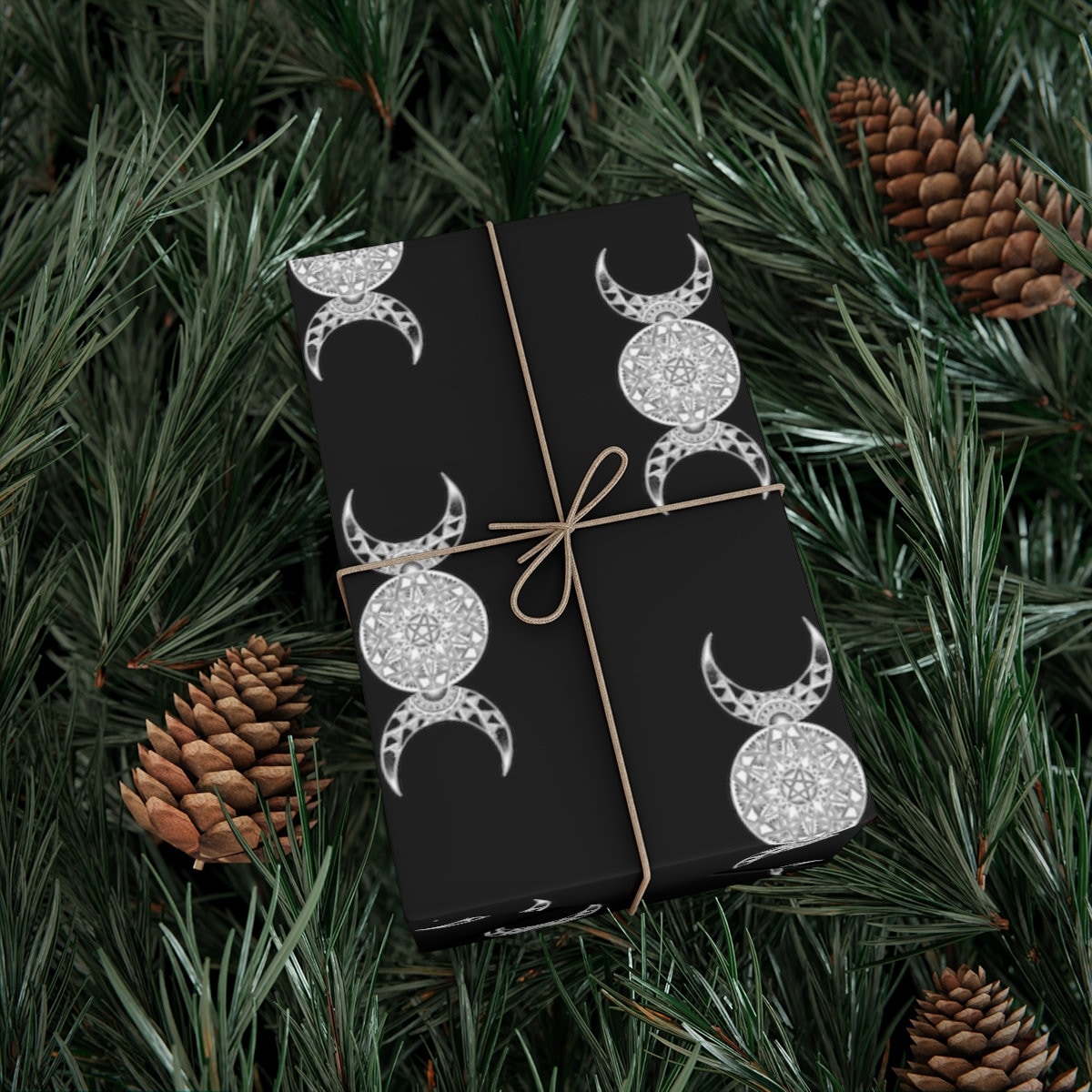 Triple Goddess Mandala Black and White Witchy Yule Wrapping Paper - Etsy