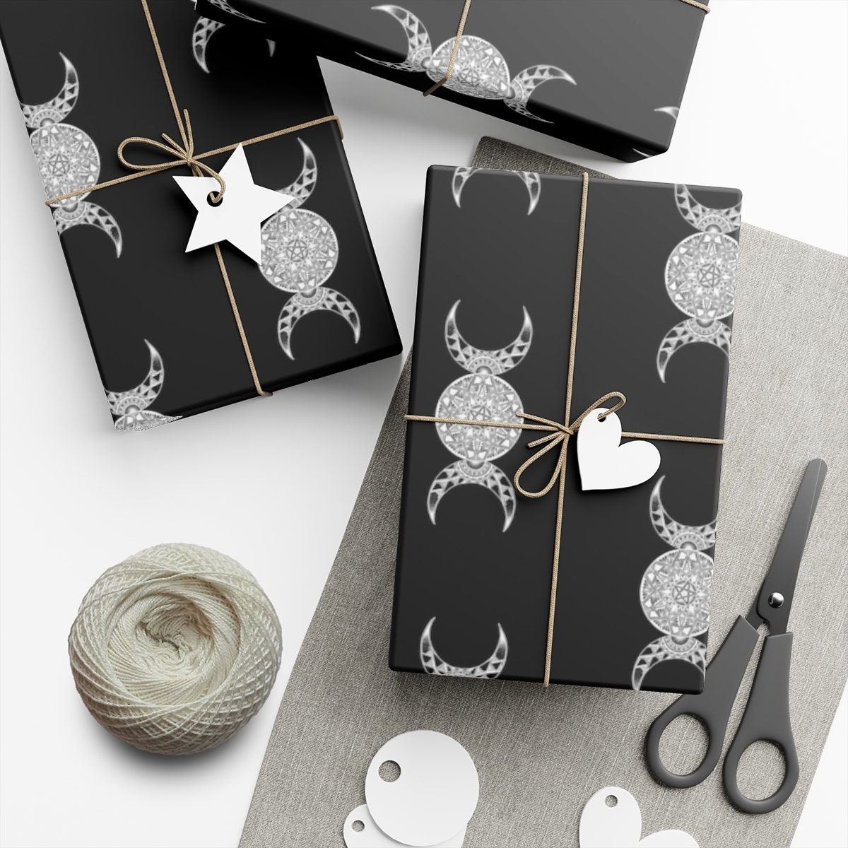 Triple Goddess Mandala Black and White Witchy Yule Wrapping Paper - Etsy